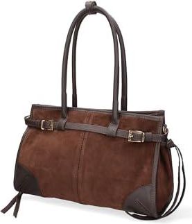 Gave Lux Sac &agrave; bandouli&egrave;re pour femme en cuir v&eacute;ritable Made in Italy 31,5 x 20 x 14 cm GLX228103723FBG, marron fonc&eacute;, Taille unique