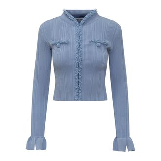 Self Portrait Femme, Pulls, Bleu, Taille: 42 FR Pearl Cardigan