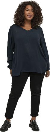 Kaffe Curve Kaffe Curve Damen Plus-Size Womens Blouse Long Sleeves V-Neck Regular Fit Rounded Hem Bluse, Midnight Navy, 54 Gr&ouml;&szlig;en