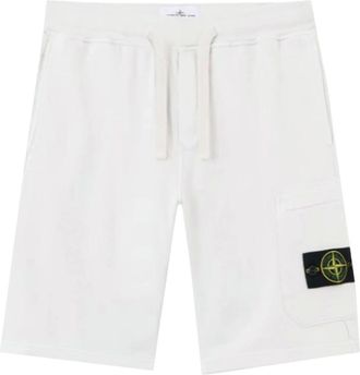 Stone Island Homme, Shorts, Blanc, Taille: XL Cotton Fleece Shorts