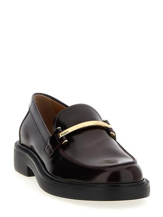 Tod's Womens Bordeaux Calfskin Slip-On Loafers