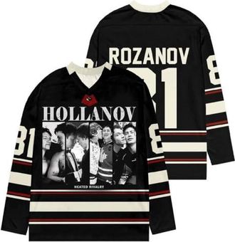 Generic Heated Rivalry Rozanov 81 Hollander 24 CP Prints Hockey Jersey - Pull unisexe col en V &agrave; manches longues, haut de sport style fan pour les amateurs de