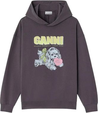 Ganni Femme, Sweatshirts et sweats &agrave; capuche, Gris, Taille: 42/44 FR Isoli Oversized Sweat &agrave; capuche Phantom 252