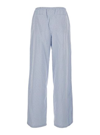 Dunst Womens Trousers Light Blue Check Cotton
