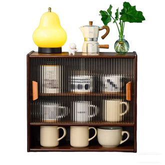 Generic Kompaktes Sideboard mit schmal gerahmten Glast&uuml;ren Dreistufige Aufbewahrung mit verstellbaren Einlegeb&ouml;den Geeignet for Wohnzimmer, K&uuml;che oder Arbeits