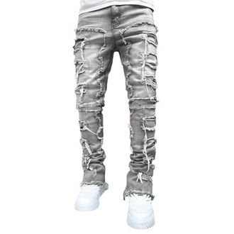 Generic Jean pour homme - Jambe large - Tendance - Streetwear - Coupe ample - Hip Hop - Pantalon baggy - Jambe droite - Pantalon d&eacute;contract&eacute; Y2K - Style patin