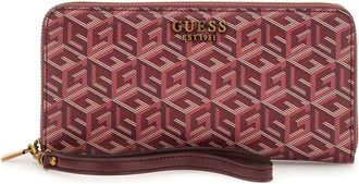 Guess Damen Laurel Große Geldbörse mit Reißverschluss, Clutch, Merlot-Logo
