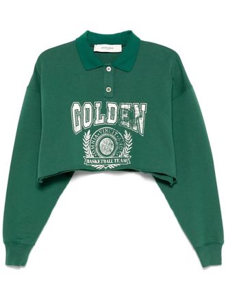 Golden Goose polo imprimé à coupe crop - Vert