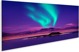 Islandburner Bild auf Leinwand Nordlicht Aurora Borealis Bilder Wandbilder Poster