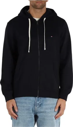 Tommy Hilfiger Sweat &agrave; capuche en coton avec zip et logo - Homme - Sweatshirts et sweats &agrave; capuche - Bleu - Taille: S