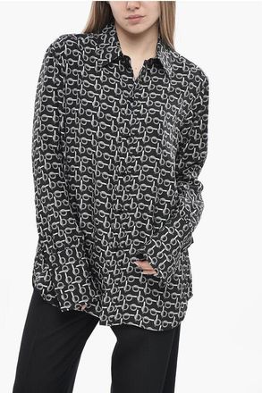 Burberry Printed Silk Shirt With Italian Collar size 38