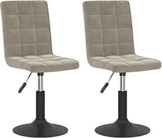 vidaXL 2X Chaises Pivotantes de Salle à Manger Chaises à Dîner Sièges de Cuisine Chaises de Repas Hauteur Réglable Intérieur Gris Clair Velours
