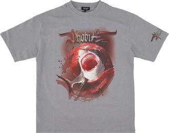 Phobia Archive Homme, Tops, Gris, Taille: XS T-shirt &agrave; Imprim&eacute; Requin