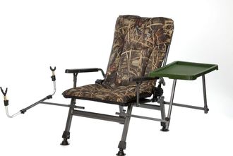 Carpe Diem Angelstuhl Campingstuhl Carp F5R ST/P CAMU Stuhl Deluxe Karpfen Angler Campingstuhl mit extra H&ouml;he und Tisch Angelrutenhalter