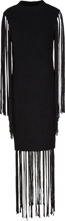 8 by YOOX WOOL BLEND SLEEVELESS MIDI DRESS WITH FRINGES