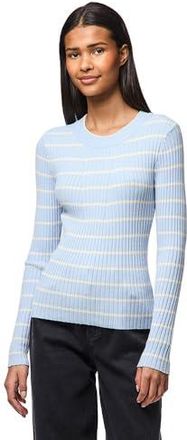 Pieces Pieces Pccrista Ls O-Neck Knit Noos BC Pull en Tricot, Bleu Ciel, L Femme