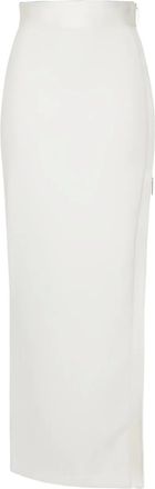 Elisabetta Franchi jupe longue à bande logo - Blanc