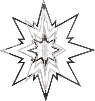 Riffelmacher & Weinberger Riffelmacher 17824 - Deko-Stern zum H&auml;ngen, Gr&ouml;&szlig;e 12 cm, aus Metall, Silber, in PVC-Box, H&auml;nge-Deko, Fenster, Dekoration, Weihnachten, Advent