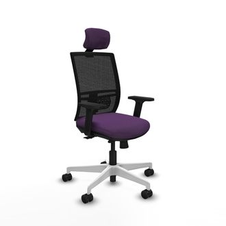 Piqueras y Crespo Gepolsterter Drehstuhl mit 2D-Armen, h&ouml;henverstellbarer Lendenwirbelst&uuml;tze und h&ouml;henverstellbarem Kopfteil, ausgestattet mit Syncro/Traslack. Schwarz/