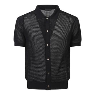Tagliatore Geripptes Pointelle Strickhemd - - Knitwear - Herren - Schwarzk - 2XL