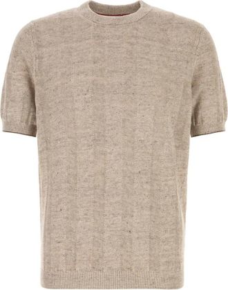Brunello Cucinelli Homme, Pulls, Beige, Taille: L T-shirt en maille