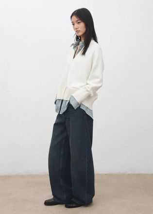 Mango Cardigan maille col V blanc - Femme - XS - MANGO