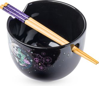 Silver Buffalo Disney Nightmare Before Christmas Starry Night Jack Skellington Keramik-Ramen-Nudel-Reisschale mit Essst&auml;bchen, mikrowellengeeignet, 590 ml