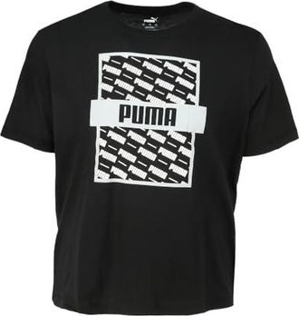 Puma T-shirt à manches courtes et col rond pour homme Repeat Box Noir, noir, Taille 4XL