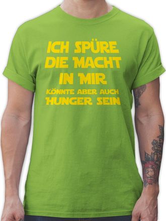 Shirtracer T-Shirt Herren - Spr&uuml;che Statement mit - Ich sp&uuml;re die Macht in Mir k&ouml;nnte Aber auch Hunger Sein I Spruch Hunger - XXL - Hellgr&uuml;n - Fun-t-Shirts spruc