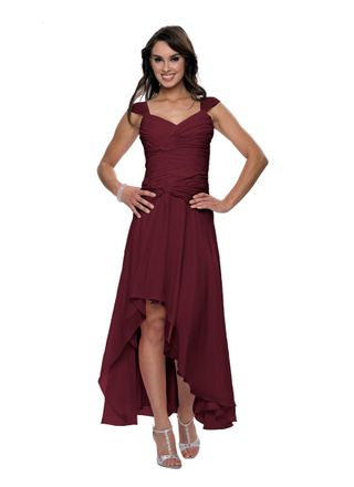 Astrapahl Damen Cocktail Kleid mit schönen Raffungen, Knielang, Einfarbig, Gr. 38, Rot (Weinrot)