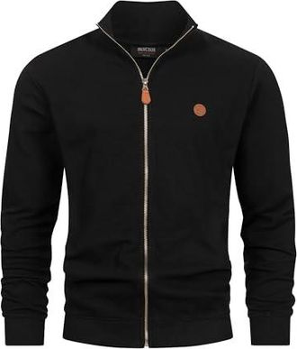 Indicode INGuadalupe Cardigan en coton pour homme | Pull avec poignets côtelés pour homme, Noir, XL