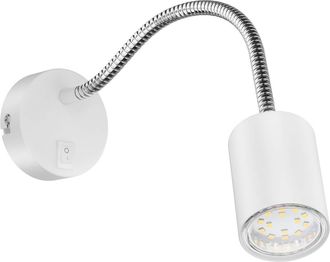 LEDs Com Leselampe WAIKA mit Schwanenhals und Schalter weiß matt, inkl. GU10 LED Lampe (warmweiß, 2,339W, 227lm, 110°)