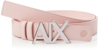 A|X Armani Exchange Casual Leather, on Tone Logo Buckle Belt, Pink, Extra Large