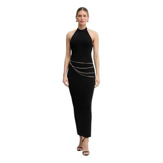 H&eacute;rve L&eacute;ger Sybil Draped Chain Gown - - Dresses - Damen - Schwarzk - XS
