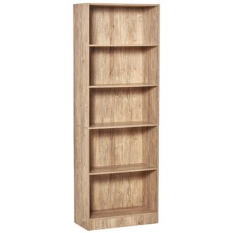 HOMCOM B&uuml;cherregal, 5-stufiges Aufbewahrungsregal mit verstellbaren Regalb&ouml;den, Aufbewahrungsm&ouml;bel f&uuml;r Wohnzimmer, B&uuml;ro, Schlafzimmer, 63 x 29,2 x 176 cm, Na