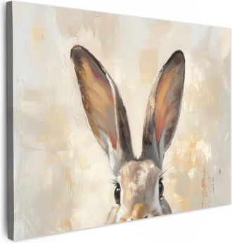 MuchoWow © Wandbilder 70x50 cm Wohnzimmer Wanddeko Schlafzimmer Zimmerdeko Wandgemälde Zimmer Deko auf Wand Dekoration Wall Art Hase - Ohren - Braun