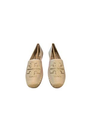 Tory Burch Beige leather logo flat espadrilles Size 41