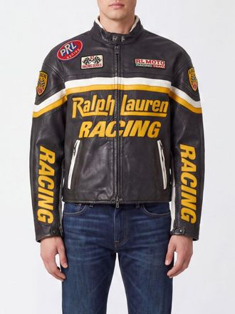 Polo Ralph Lauren Bikerjacke aus Rindsleder von mit Rei&szlig;verschluss und Aufn&auml;hern