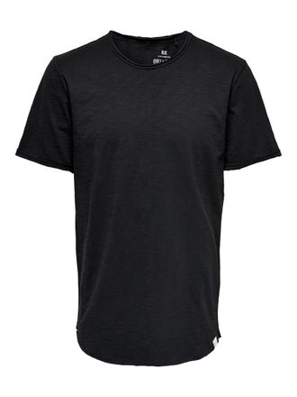 Only & Sons Herren O&S Rundhals T-Shirt Langes Einfarbiges Kurzarm Shirt Basic Shortsleeve aus Baumwolle ONSBENNE, Farben:Schwarz-3, Gr&ouml;&szlig;e:S
