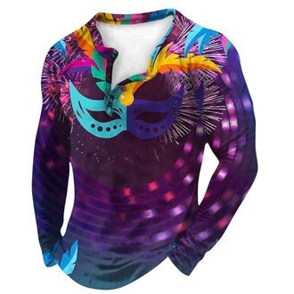 Generic Sweat-shirt pour homme sans capuche - Costume de carnaval avec col 1/4 - T-shirt &agrave; manches longues confortable et doux - T-shirt dext&eacute;rieur imprim&eacute; te