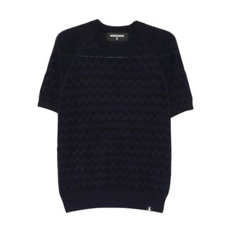 Patrizia Pepe Chevron Rundhals-Pullover - - Knitwear - Herren - Blau - XL