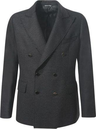 Reveres 1949 Zweireihiger Blazer - - Jackets - Herren - Schwarzk - XL