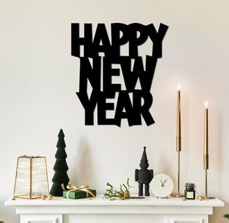 Hanah Home Stylish Black Decorative Metal Wall Accessory, 31 x 33 cm | 100% Metal, 1.5 mm Thickness | Perfect for Modern Home Decor & Unique Wall Art