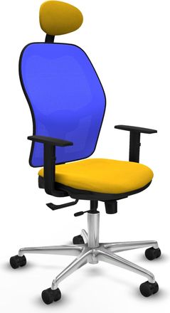 Piqueras y Crespo Drehstuhl mit Jorquera Armen, h&ouml;henverstellbarer Lendenwirbelst&uuml;tze und festem Kopfteil, ausgestattet mit Syncro/Traslack und eingespritztem Schaumsto