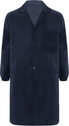 dPois Blouse de Travail Homme Femme Veste Atelier Industrie Laboratoire Manches Longues &agrave; Boutons Manteau Travail Chantier Pratique Lyc&eacute;e Bleu Marine 3XL