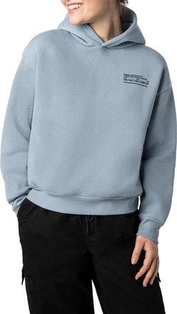 Sublevel Damen Basic Pullover Hoodie mit Mini-Print Middle-Blue XS