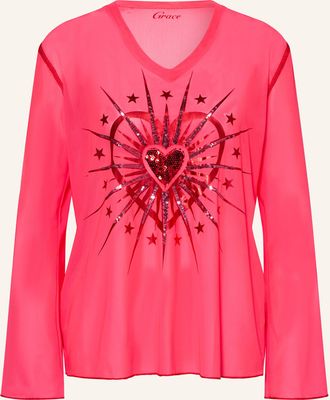 Grace Grace Longsleeve Aus Mesh Mit Pailletten pink