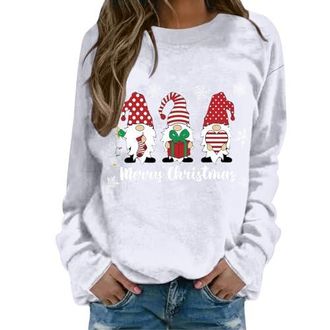 Generic Pull de Noël 2025 pour femme - Pull de Noël amusant et moche - Imprimé graphique festif - Manches longues - Style décontracté - Pour fêtes de vacances