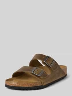 Birkenstock Slides aus Leder mit Dornschlie&szlig;e Modell Arizona