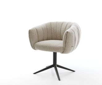 DELIFE Drehstuhl Jada-Flex Webstoff Soft Beige Fu&szlig;kreuz Schwarz 360&deg; drehbar Wippfunktion Taschenfederkern, Esszimmerst&uuml;hle